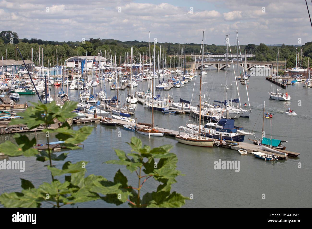Hamble Estuary with marina sailing boats and yachts on a summer day ...