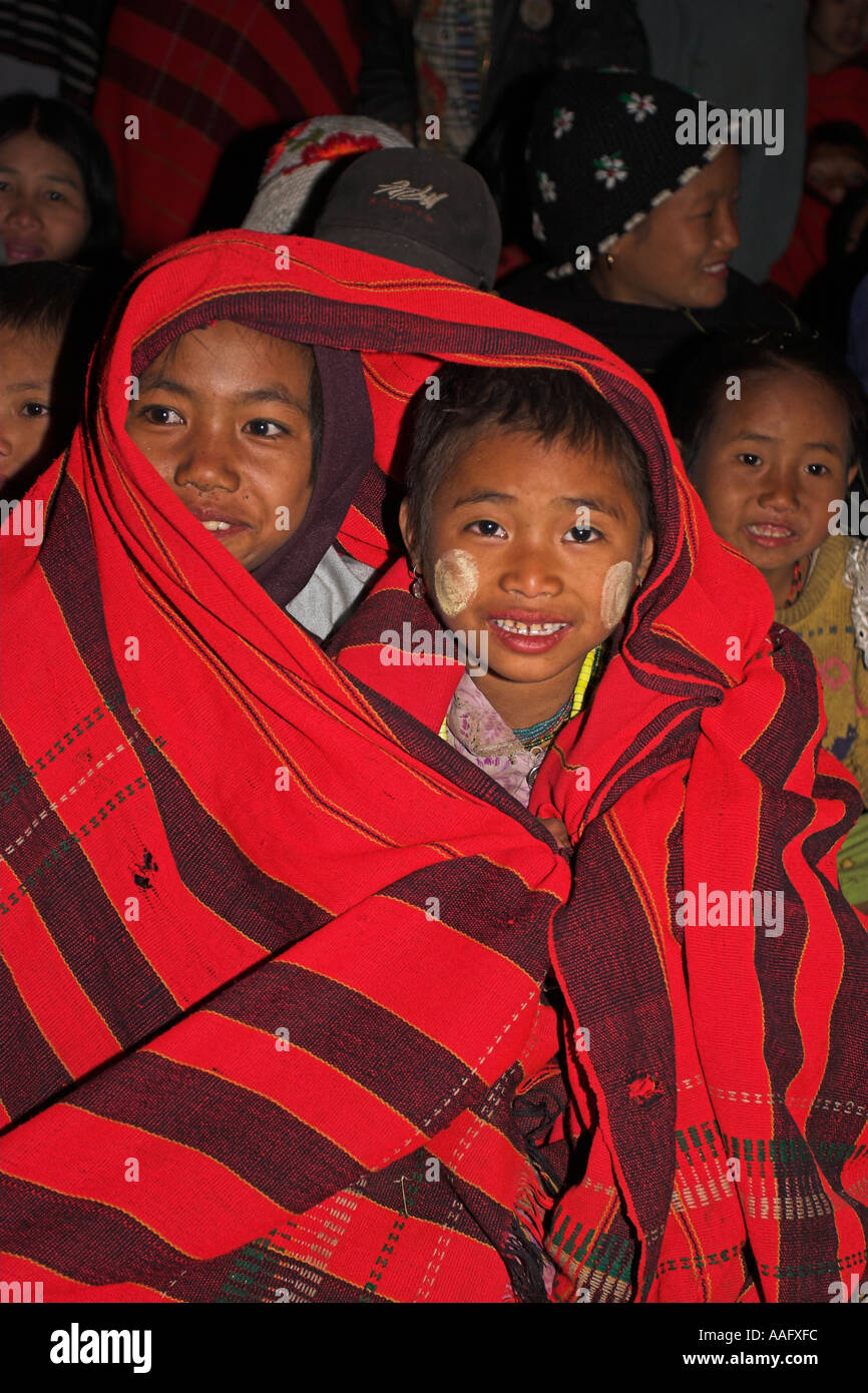 MYANMAR Naga New Year Festival Naga children wrapped up in traditional ...