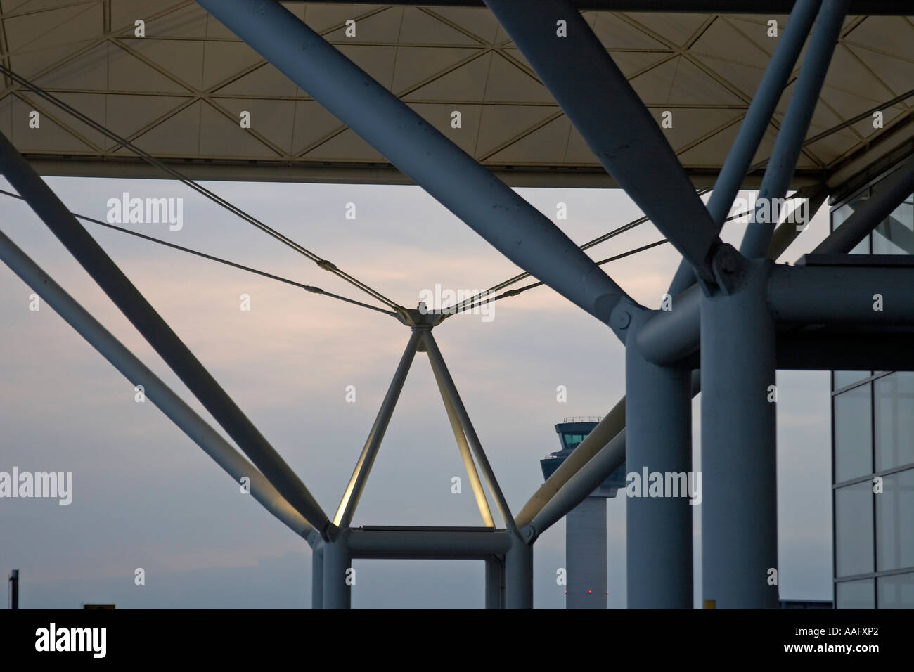 Stanstead Airport terminal building entrance canopy roof steelwork ...
