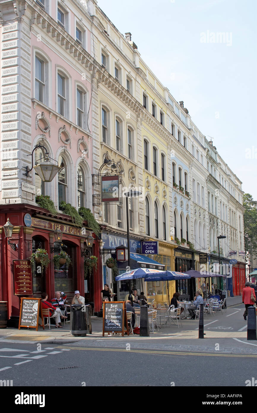 Museum Street with Georgian architecture shops and The Plough pub ...