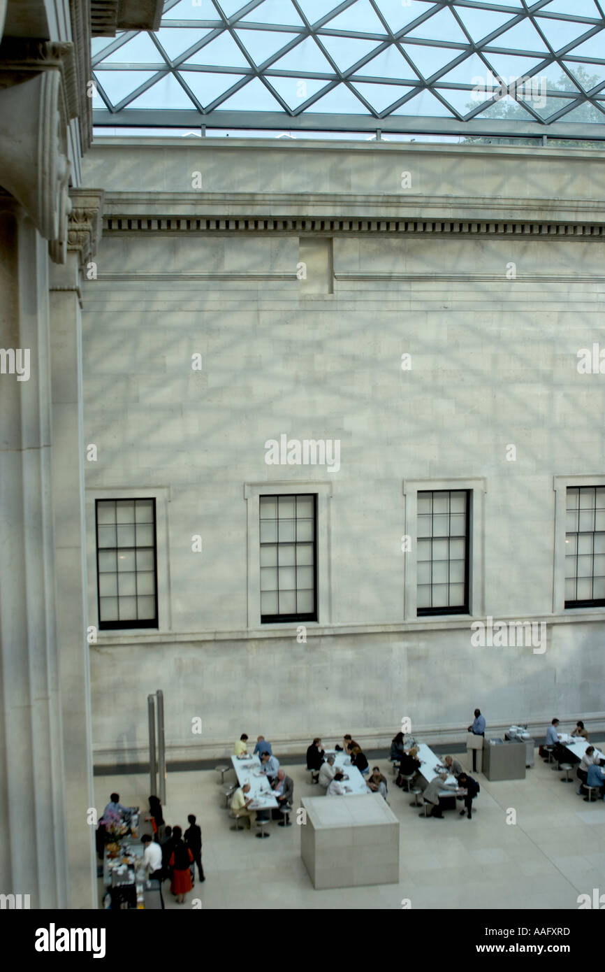 New glass roof above atrium restaurant of the British Museum Stock ...