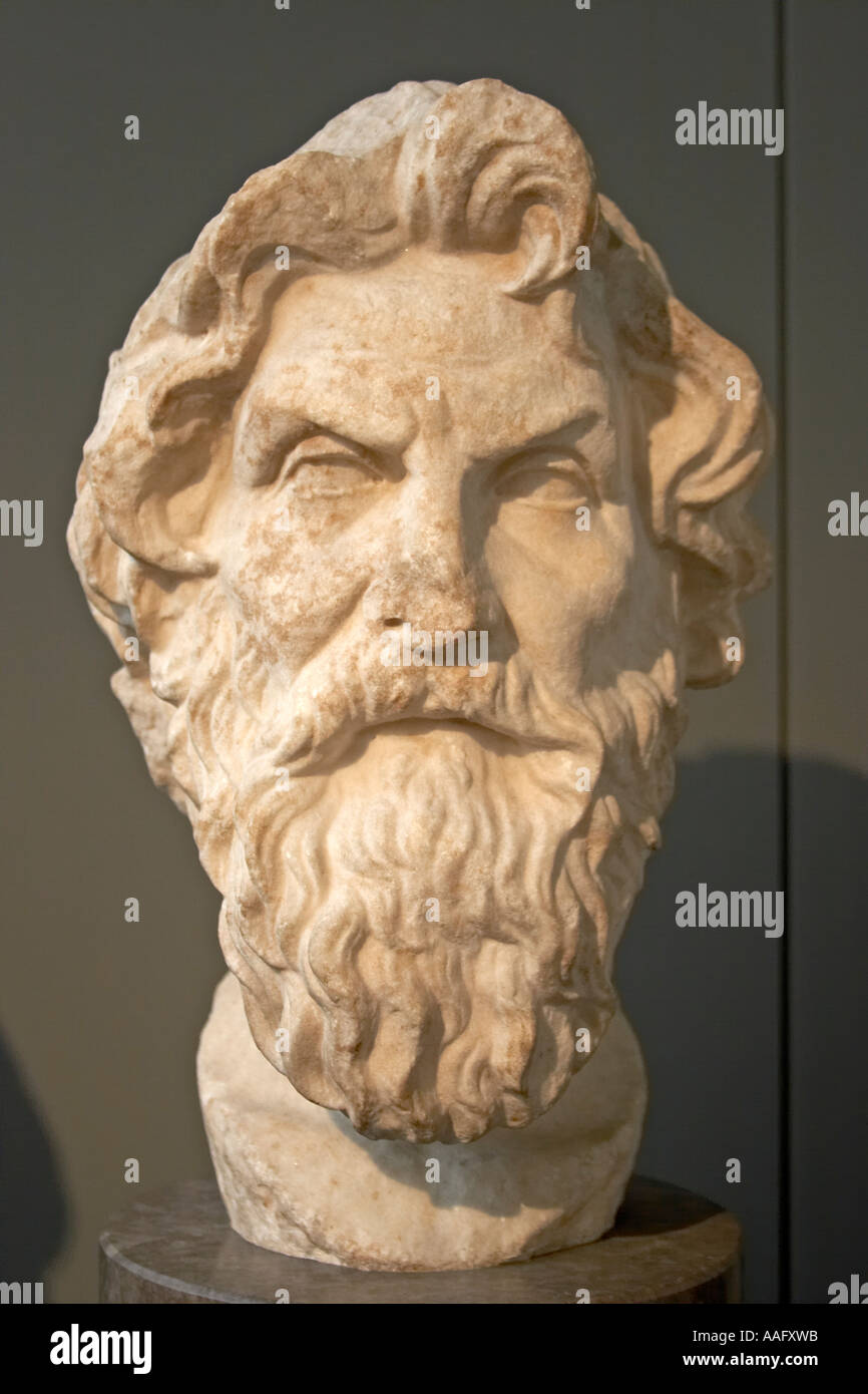 Marble head or bust of Greek Cynic philosopher Chrysippos 281 77 208 4 ...