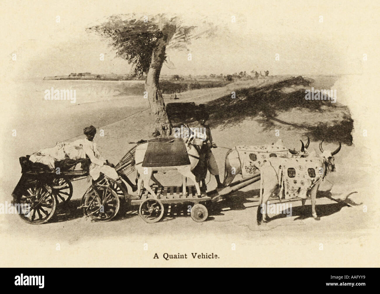 Quaint Vehicle, Such bullock carts are now lost in antiquity, Drawn in ...