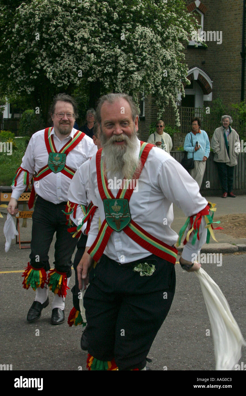 Morris men musicians visit village pub Stock Photo - Alamy