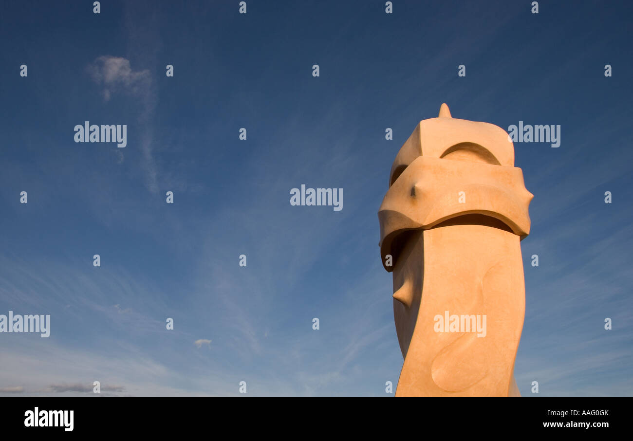La Pedrera chimney in Barcelona. Spain Stock Photo - Alamy