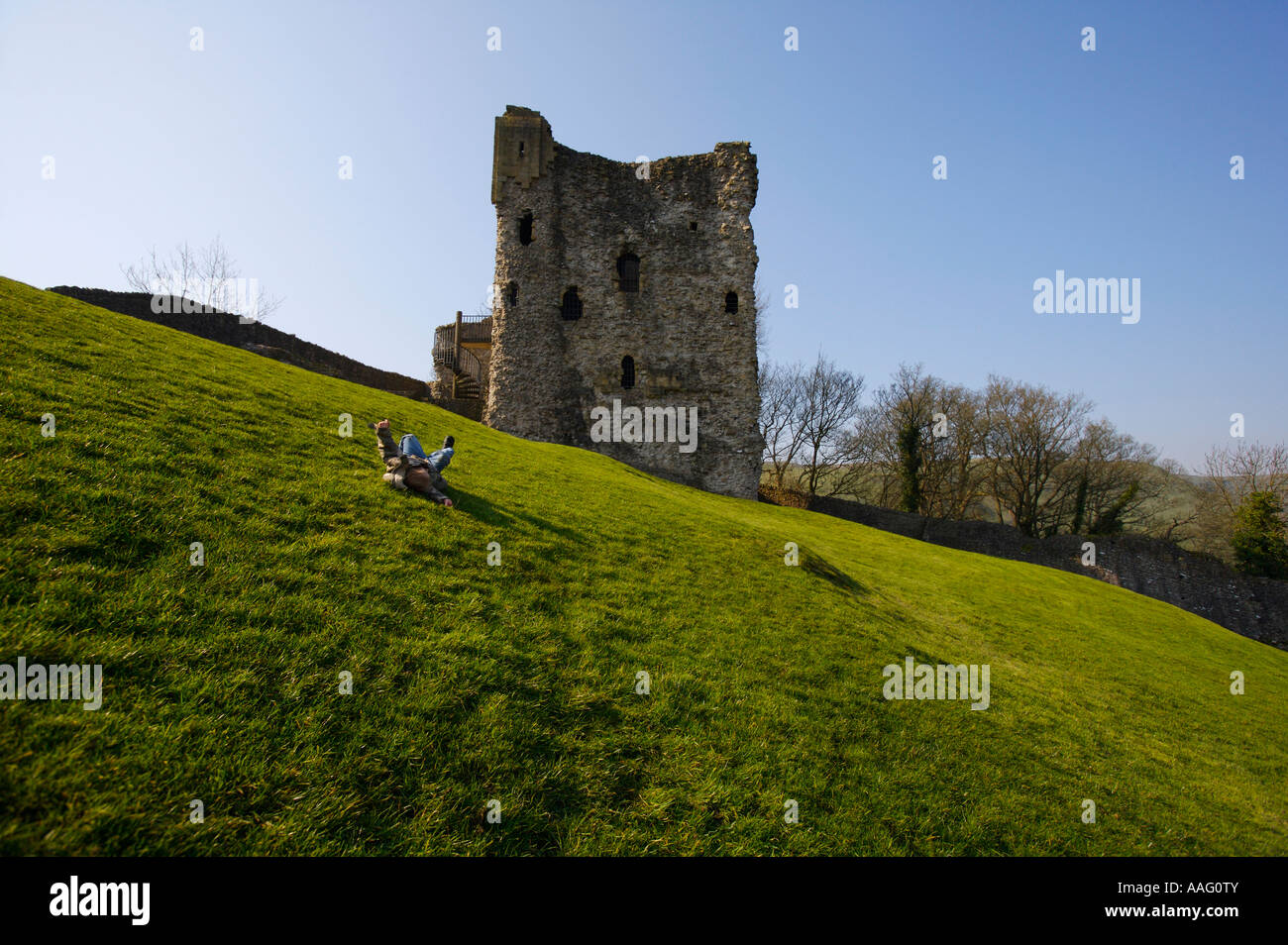 The Norman Keep at Peveril castle in Castleton Derbyshire UK Stock ...