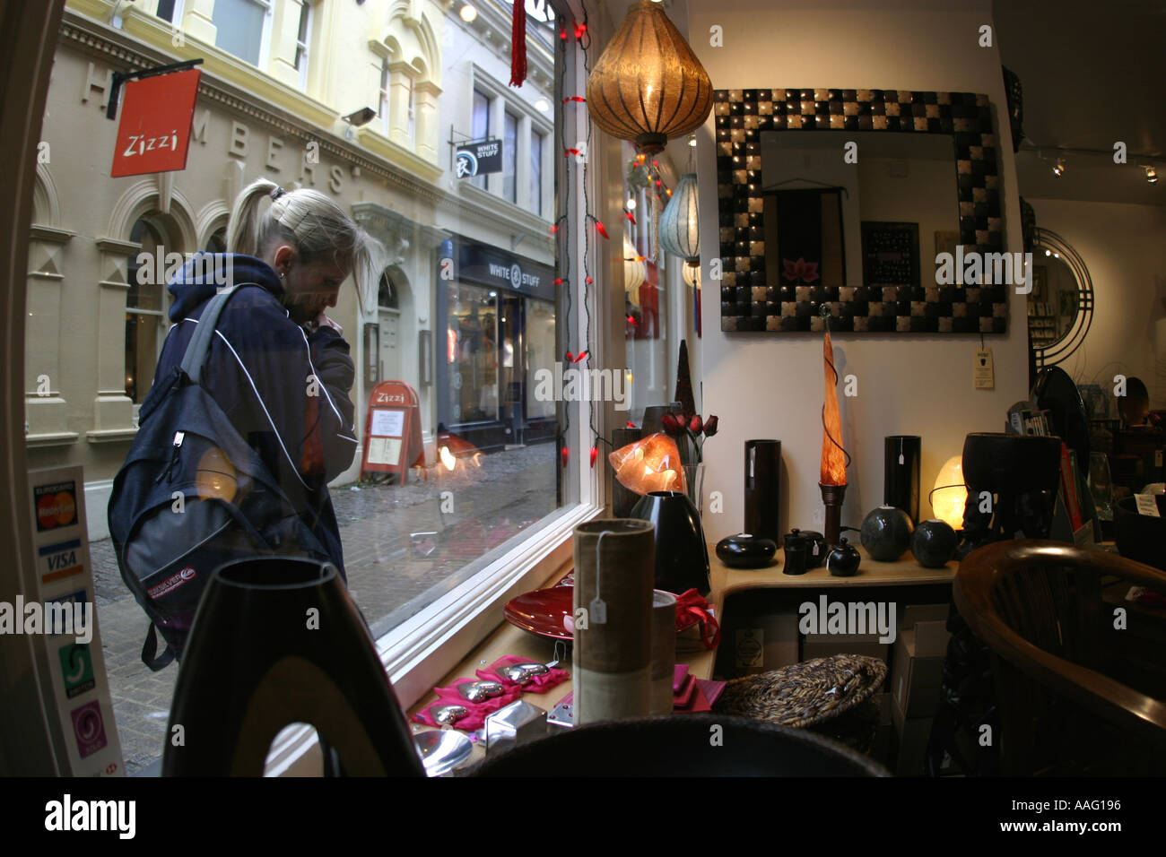 Window shopping, Gandy Street, Exeter, Devon, England Stock Photo - Alamy