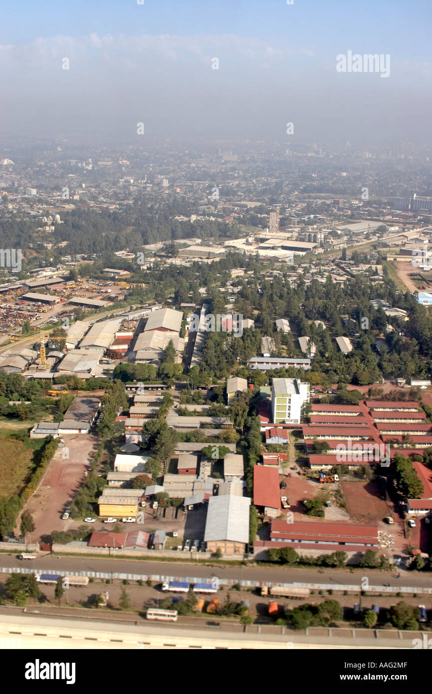 High level oblique aerial view of Addis Ababa Ethiopia Africa Stock ...