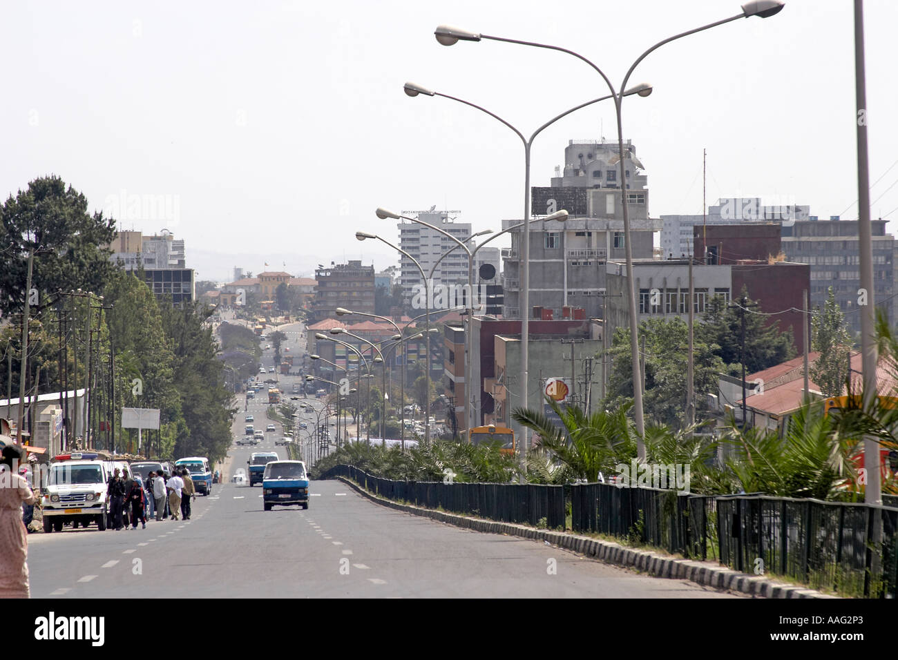 View down road Churchill Road Addis Ababa Ethiopia Africa Stock Photo ...