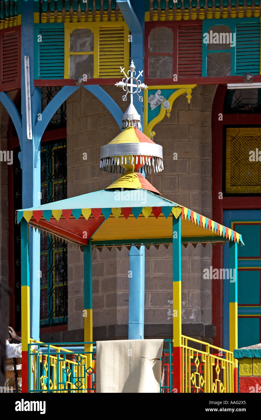 Entoto Maryam Ethiopian orthodox church canopy above Addis Ababa ...