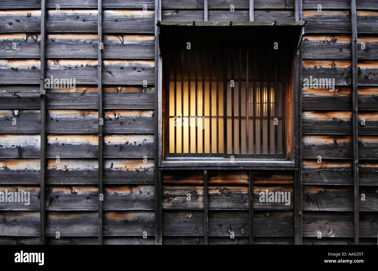 Exterior window of a neighborhood retail shop in Tsumago juku Kiso ...