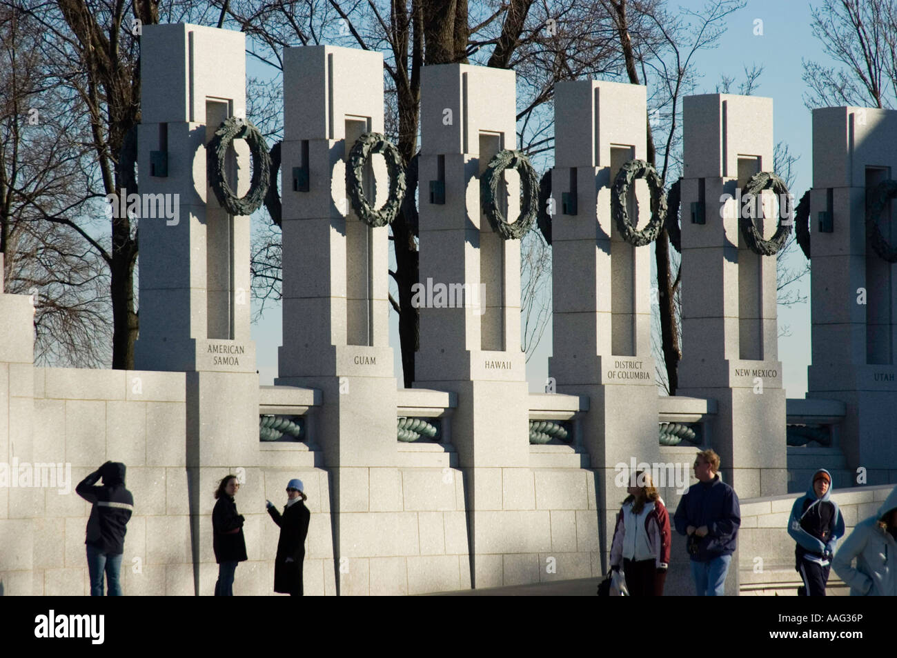 Stone pillars of the Pacific Pavilion section at the World War II ...