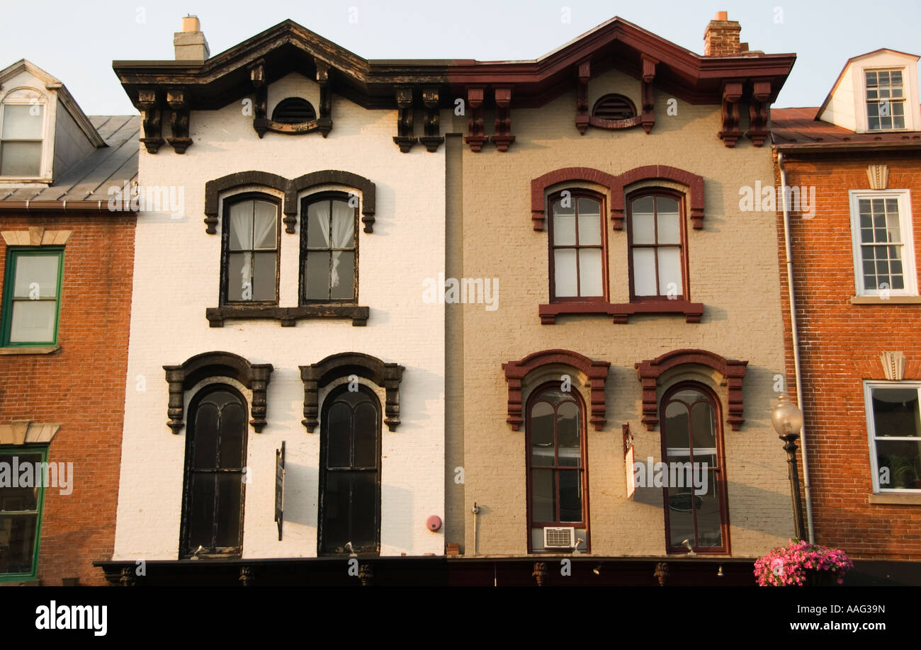 Detail of windows above retail shops in the Georgetown district of ...
