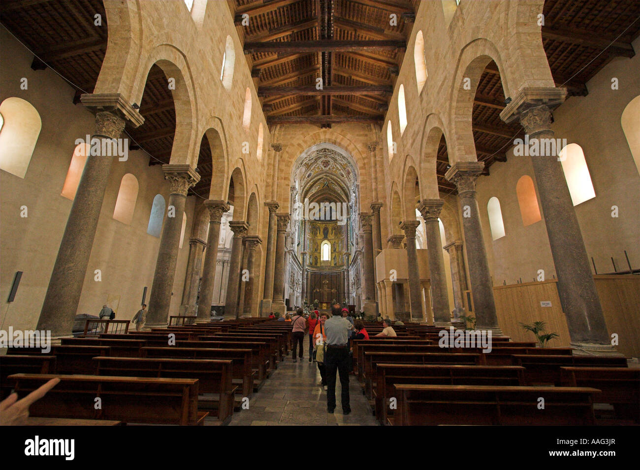 Interior of the Duomo or Cathedral at Cefalu Sicily Stock Photo - Alamy
