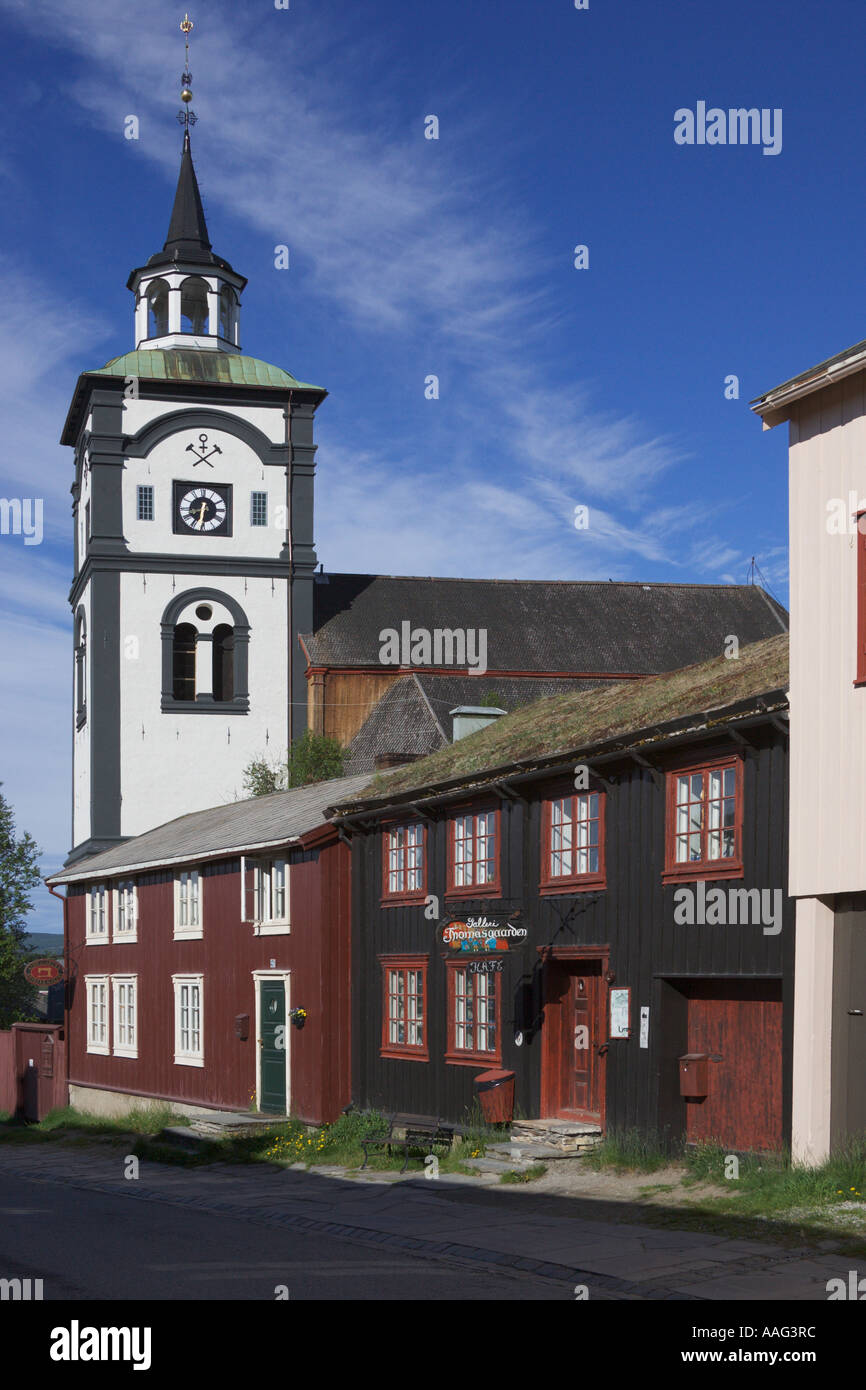 Roros church and timber buildings Roros Norway Stock Photo - Alamy
