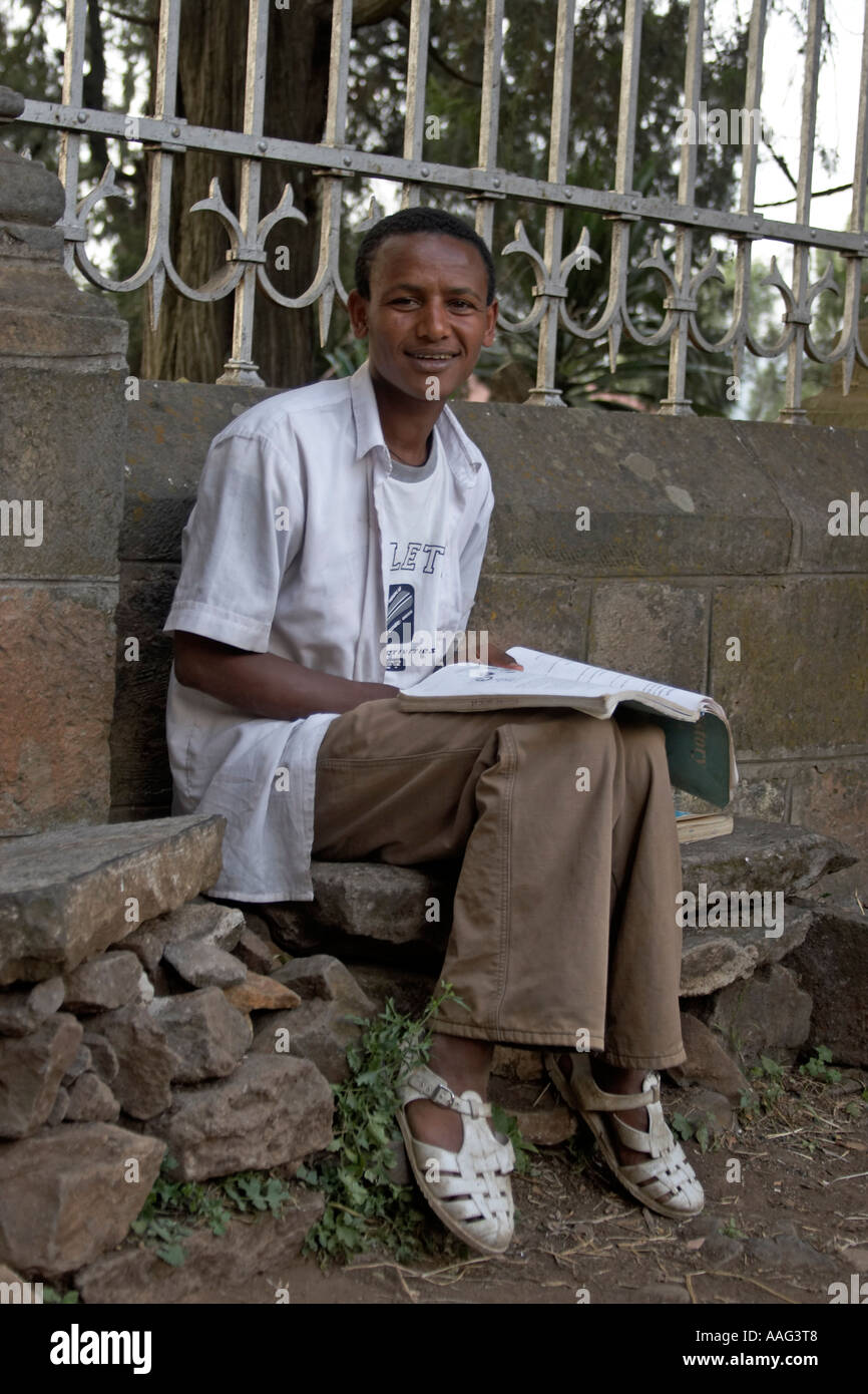 Male student boy doing homework study Addis Ababa Ethiopia Africa Stock ...