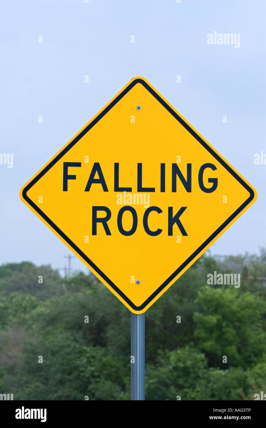 Falling Rock Warning Road Sign Stock Photos & Falling Rock Warning Road ...
