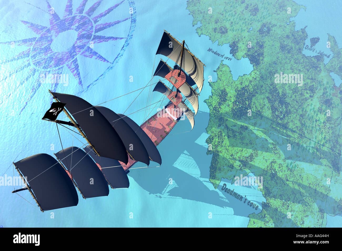 Pirate ship from above Stock Photo - Alamy