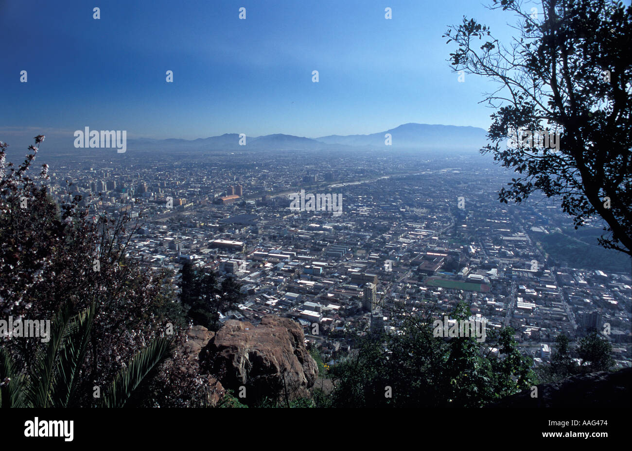 Panaoramic views of Santiago surrounding Andean peaks Viewed from the ...