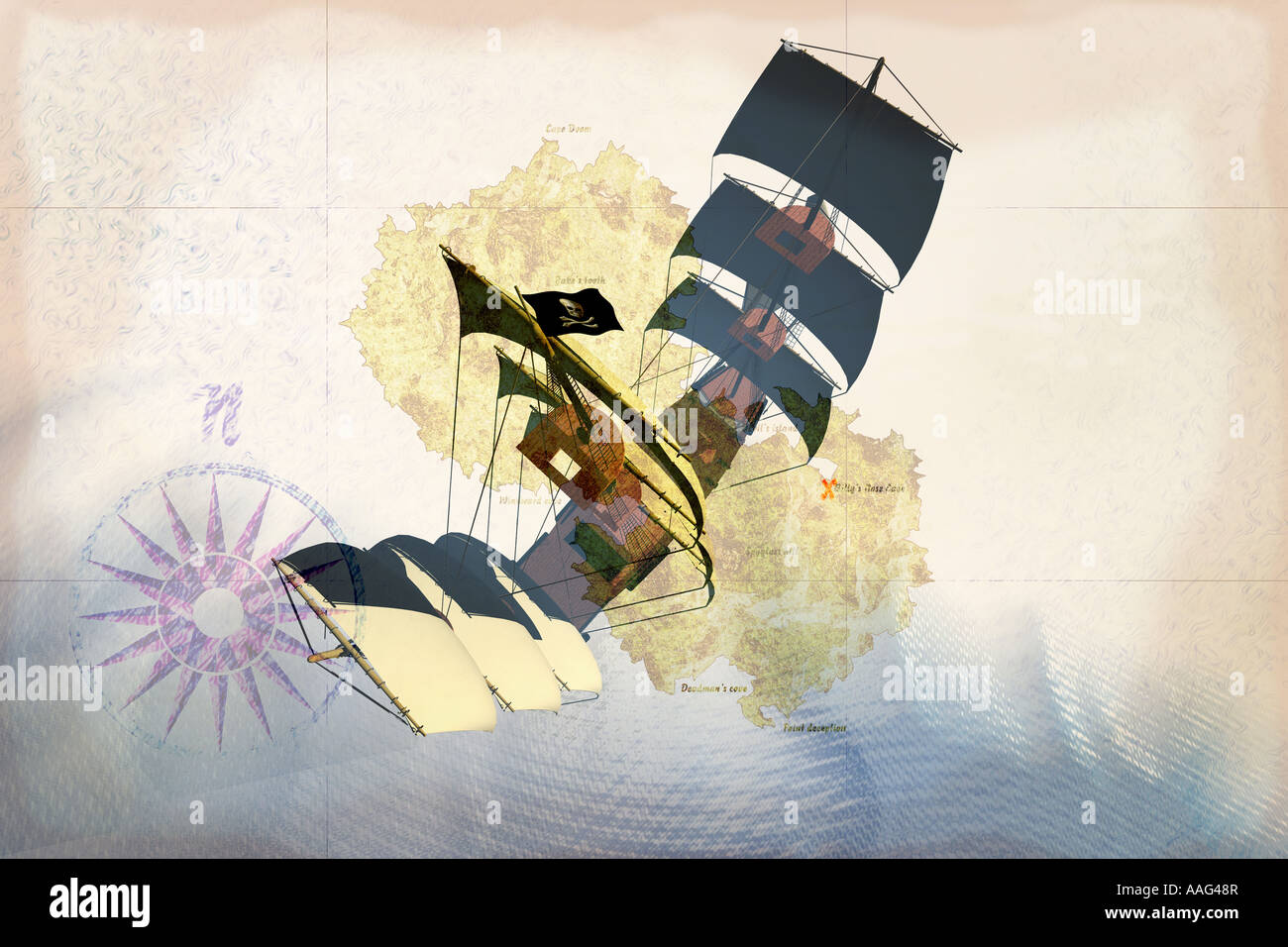 Pirate ship from above Stock Photo - Alamy