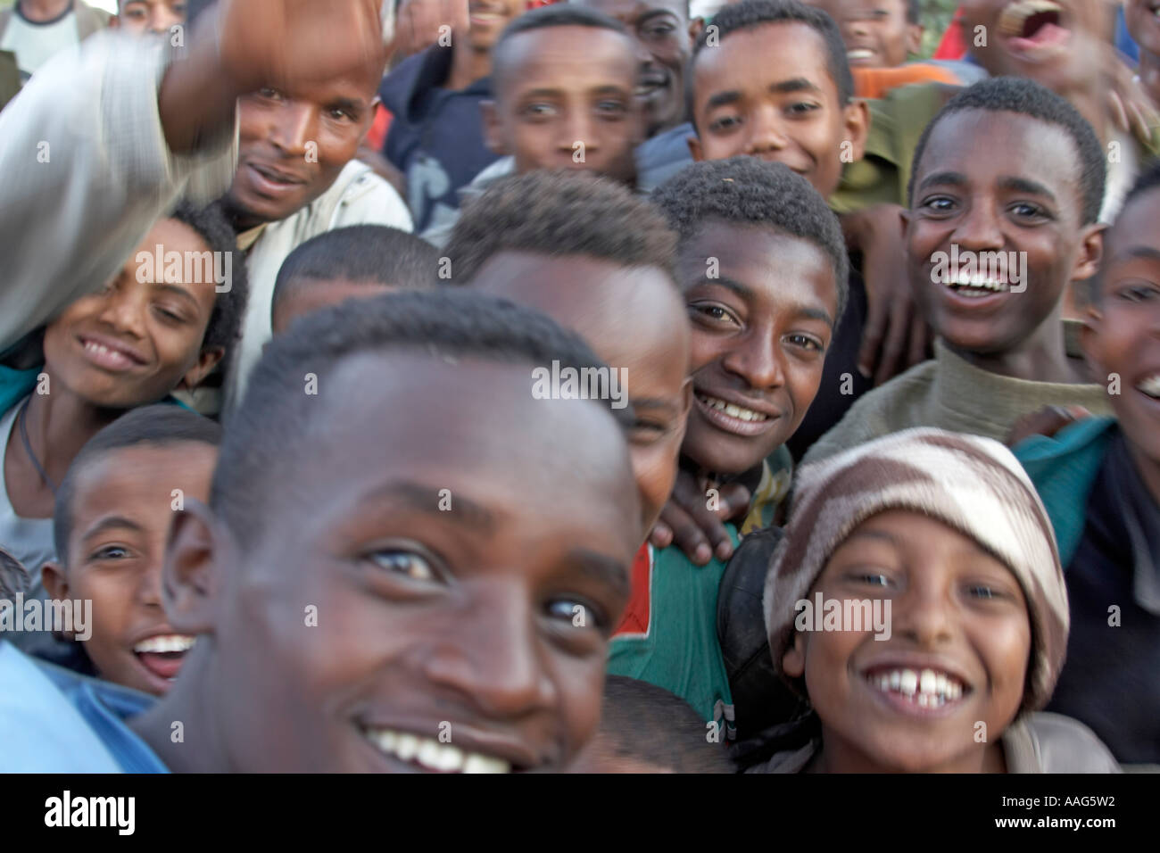 Crowd of smiling african people and children in Bure Ethiopa Africa ...