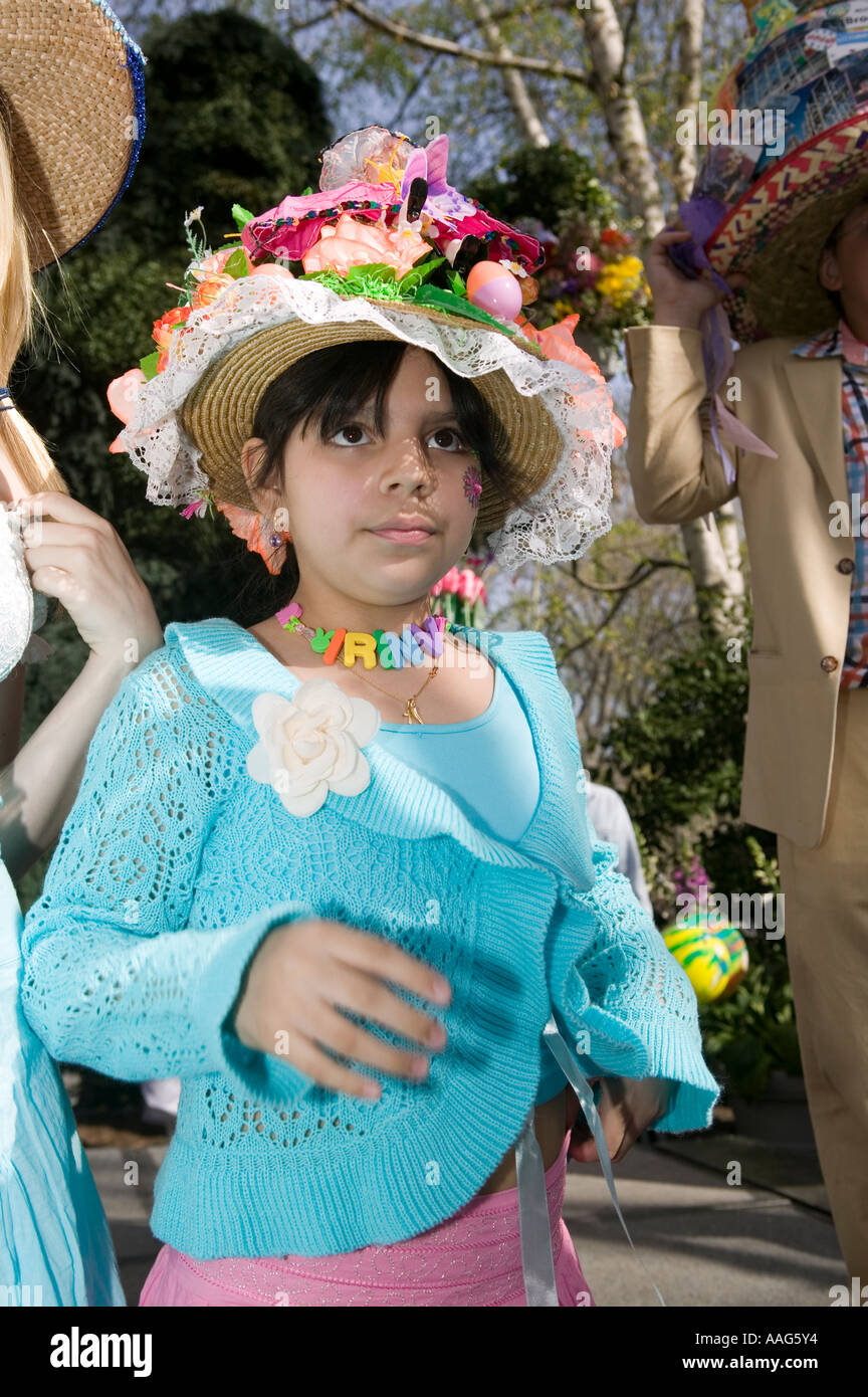 Contestant in the Easter Bonnet contest at the Tavern on the Park in ...