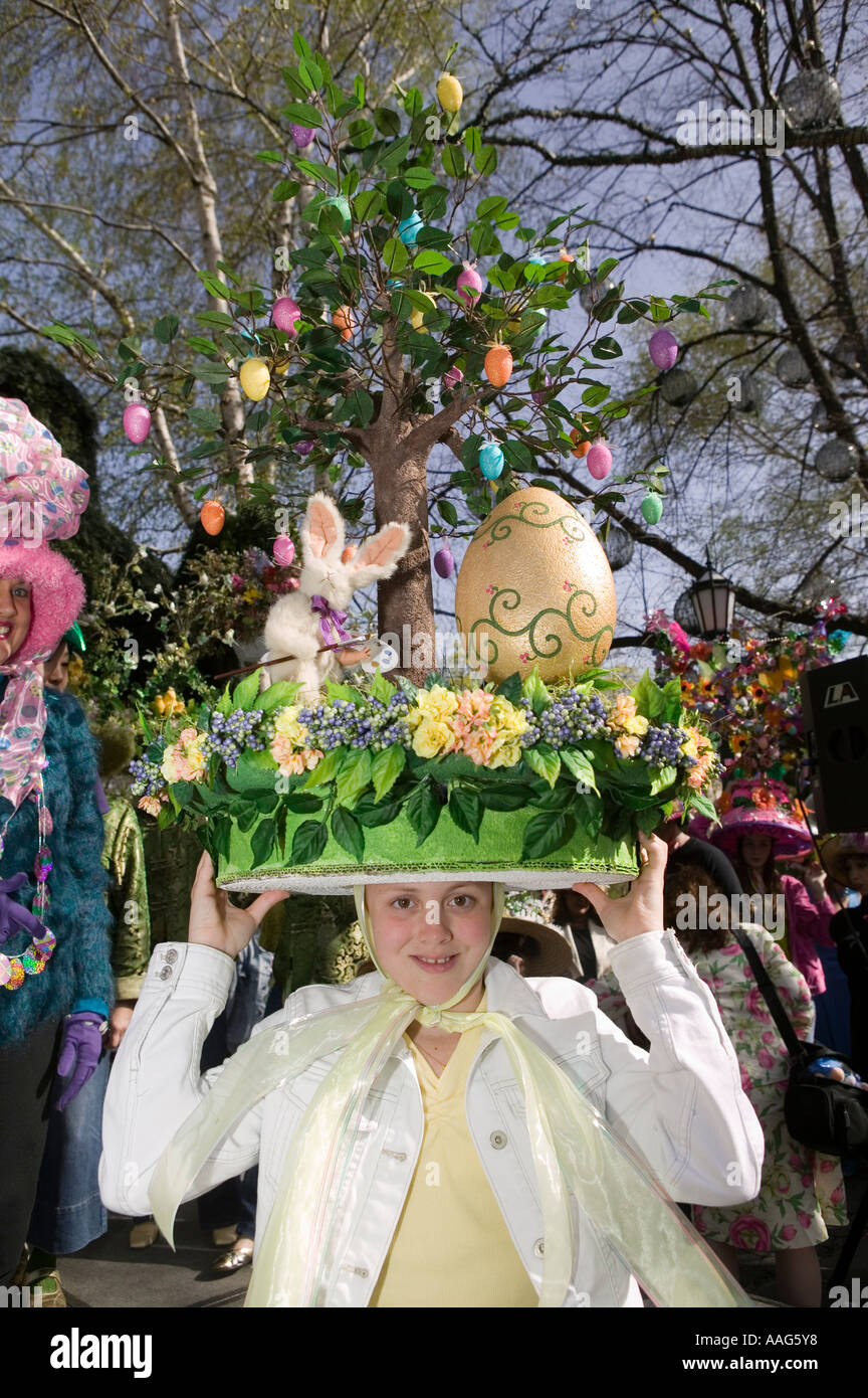 Contestant in the Easter Bonnet contest at the Tavern on the Park in ...