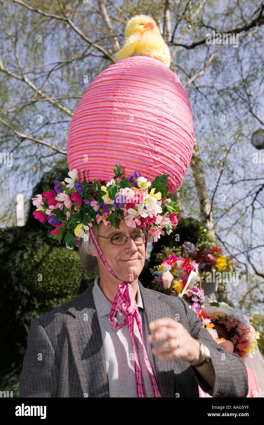 Male Contestant In The Easter Bonnet Contest At The Tavern On The Stock