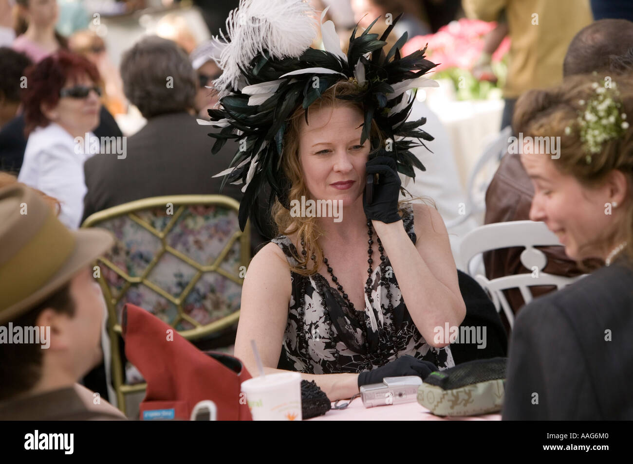 Contestant in the Easter Bonnet contest at the Tavern on the Park in ...