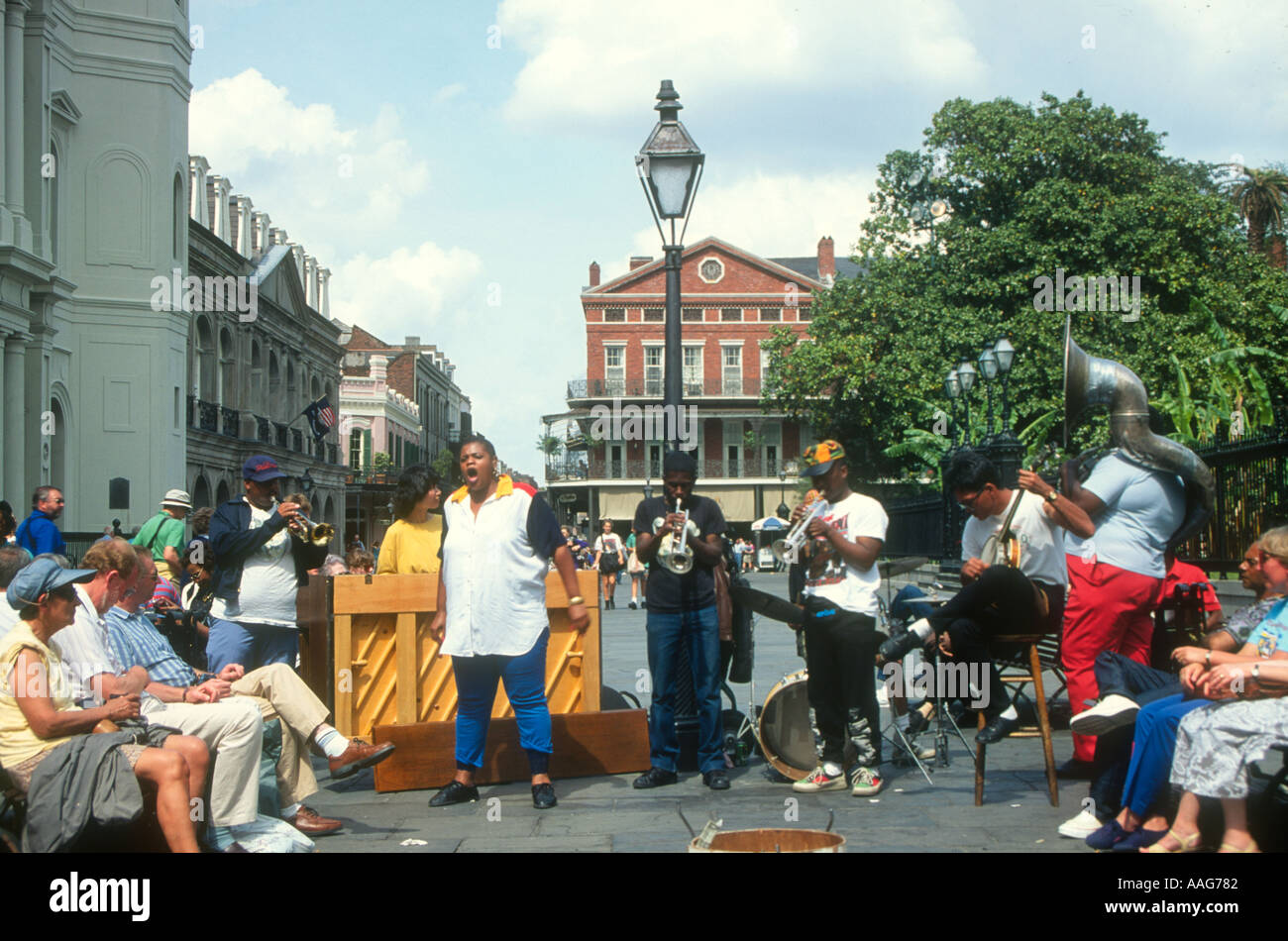 Musicians in Jackson Square in New Orleans Louisiana USA Stock Photo ...