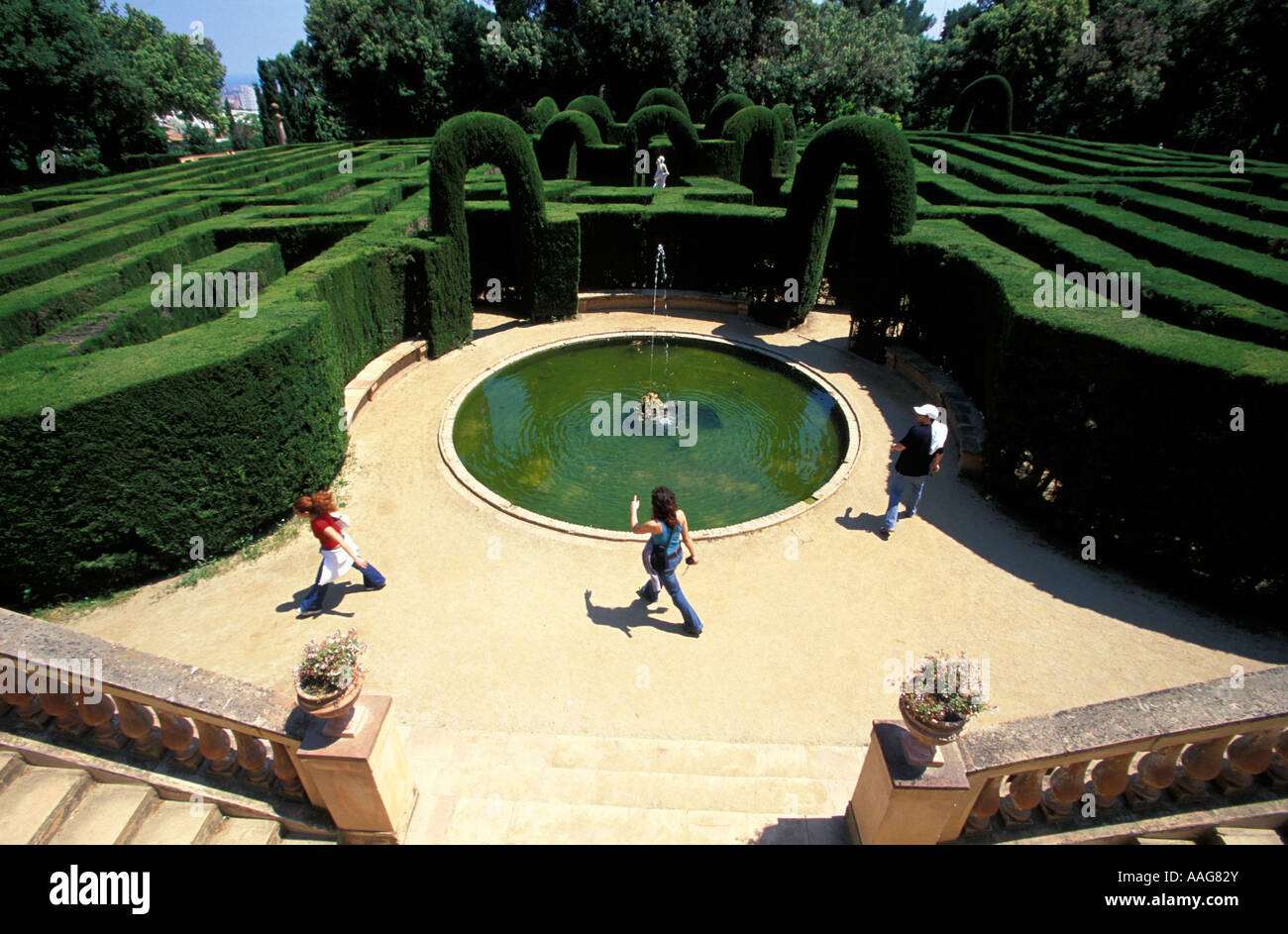 Parc del Laberint Maze aerial view Mace Park Barcelona Catalonia Spain ...