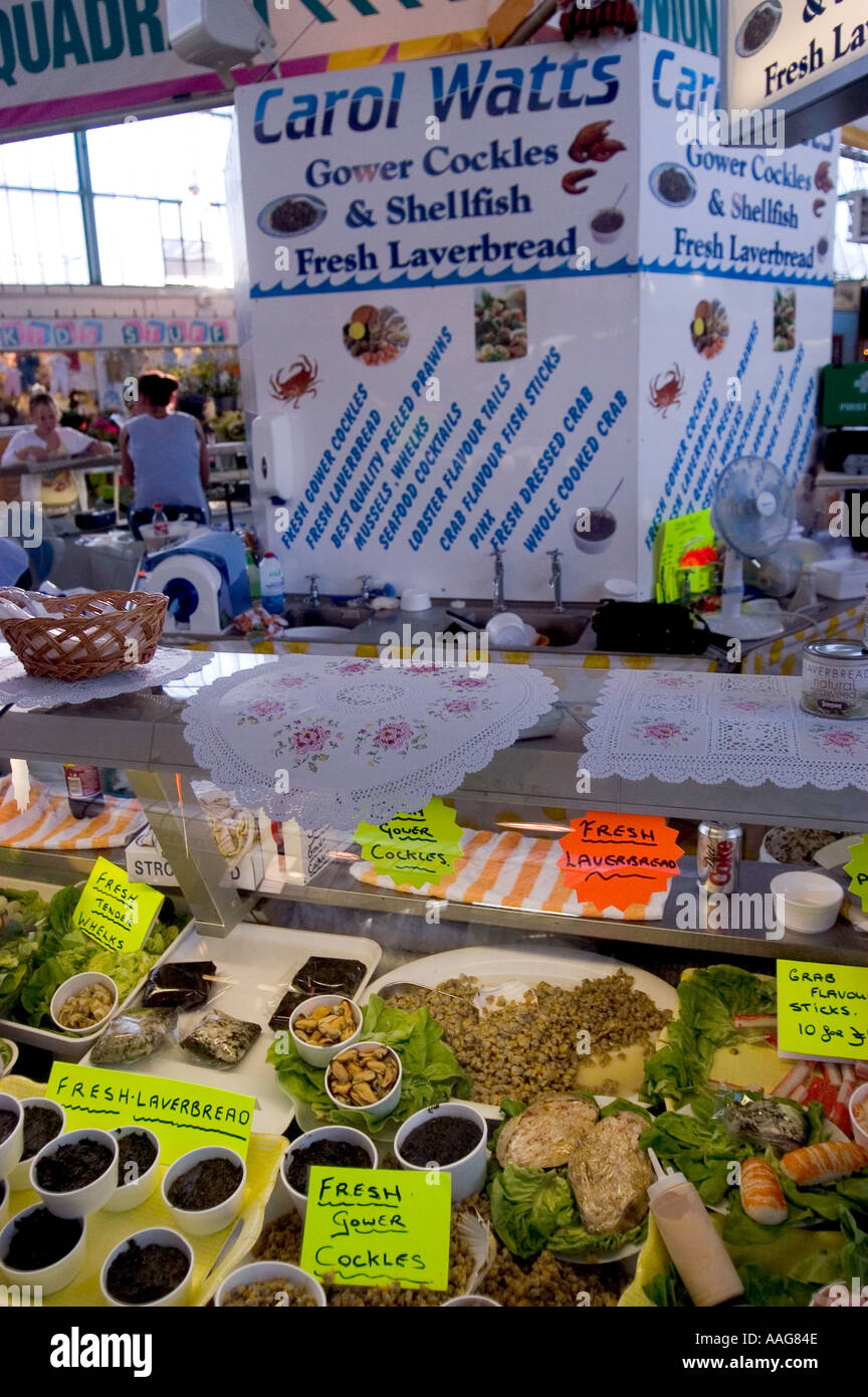 Display of Fresh Shellfish Cockles and Local Delicacy Laverbread made ...