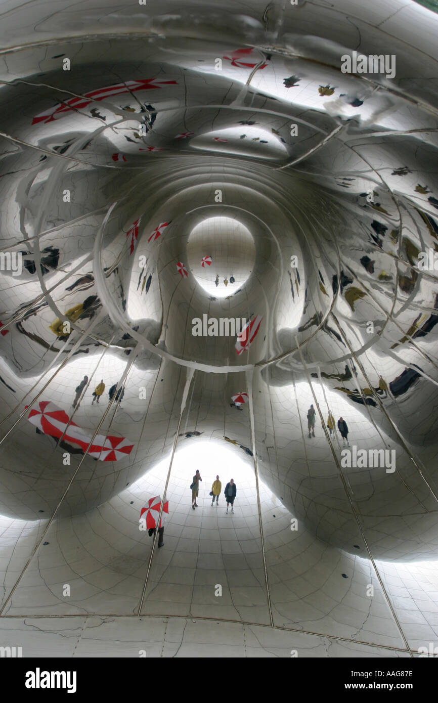 Reflections inside Cloud Gate Millennium Park Chicago Illinois Stock Photo - Alamy
