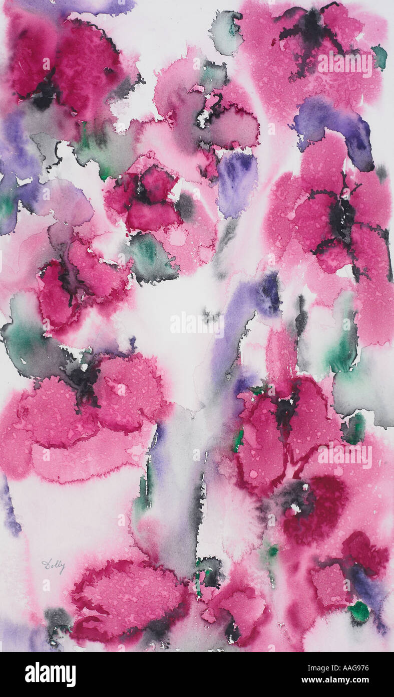 Pink flowers watercolour. Original by Dolly All images offered by ...