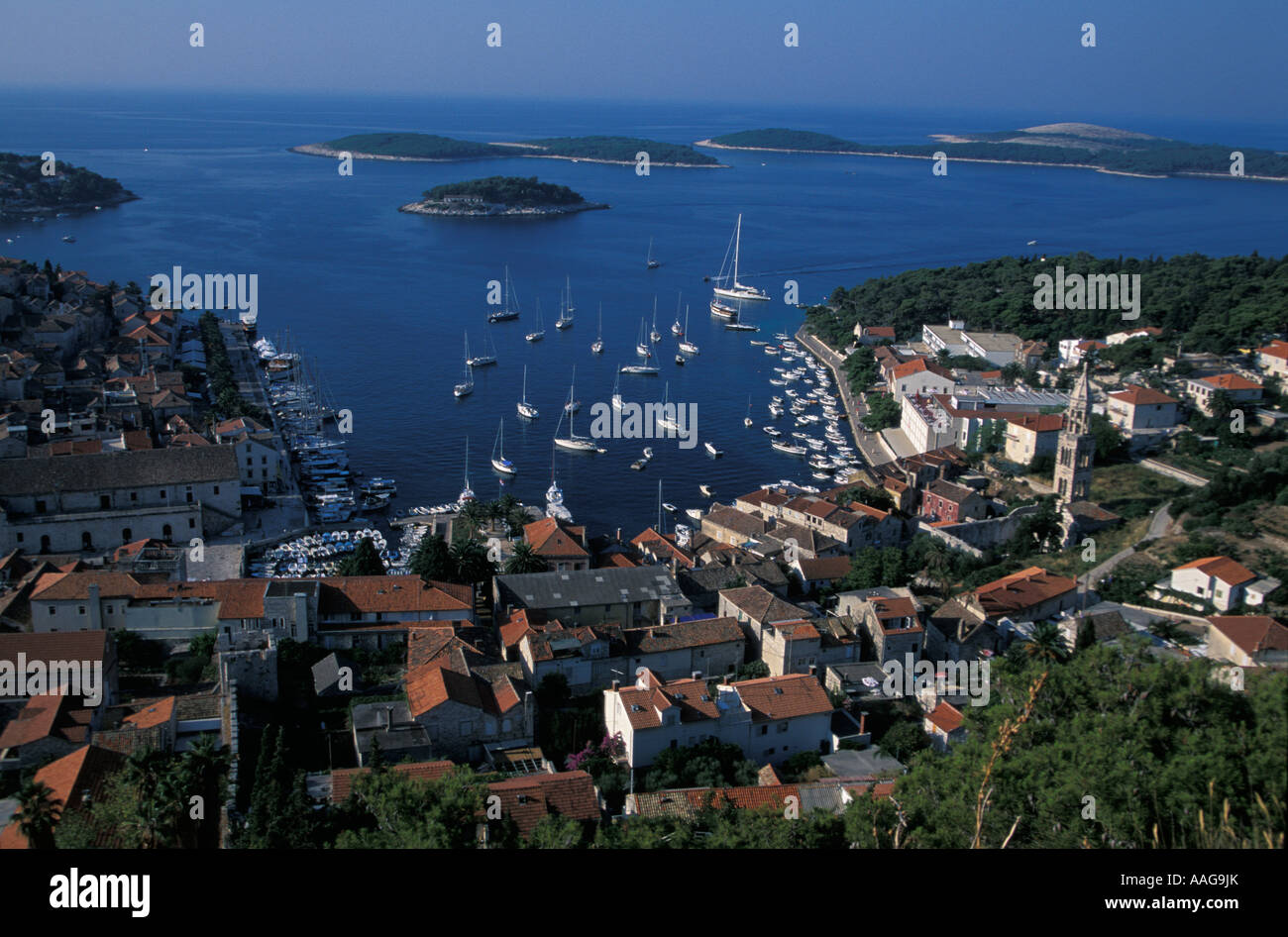 Aerial shot of Hvar Hvar island Dalmatia Croatia Stock Photo - Alamy