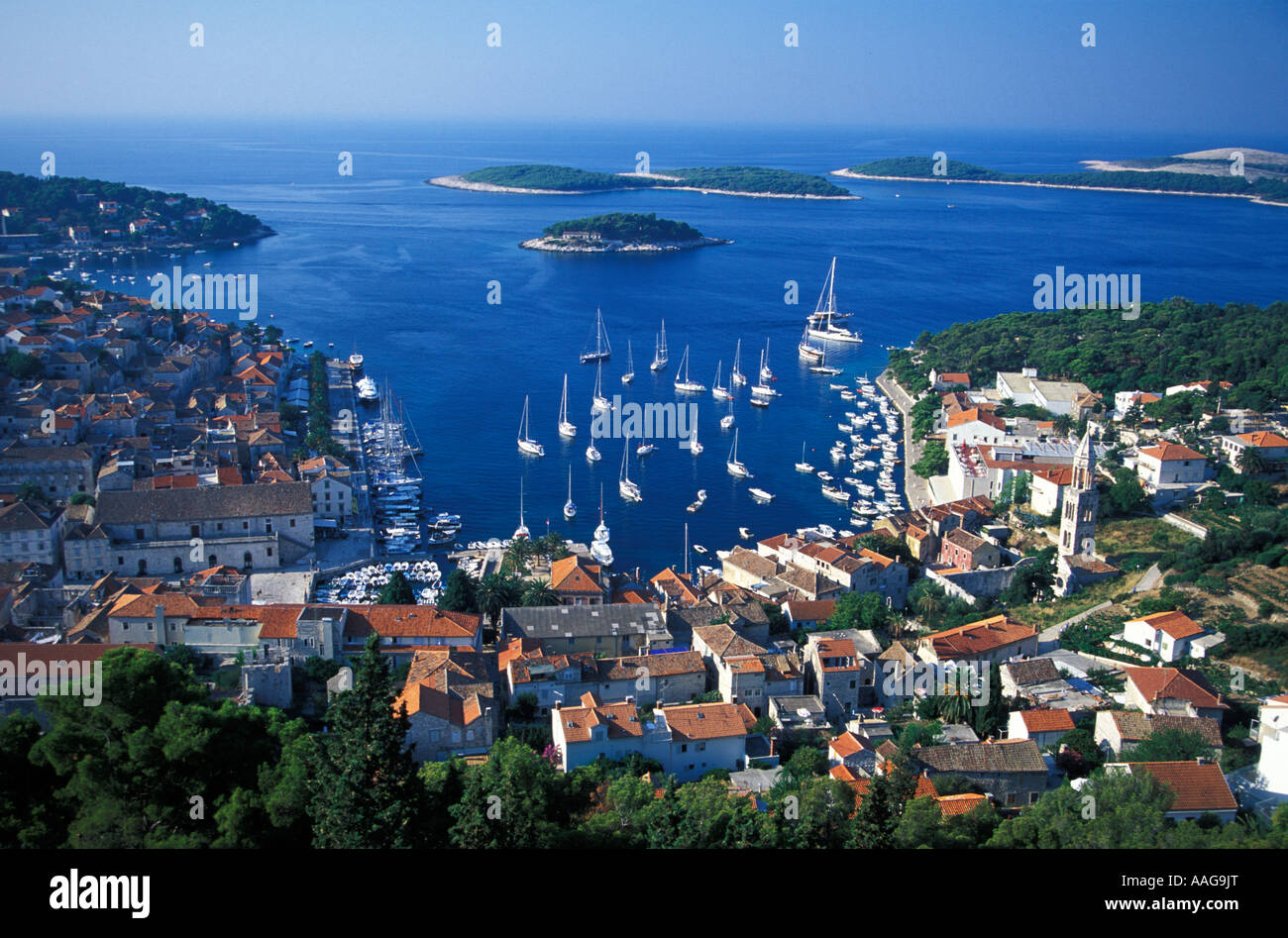 Aerial shot of Hvar Hvar island Dalmatia Croatia Stock Photo - Alamy