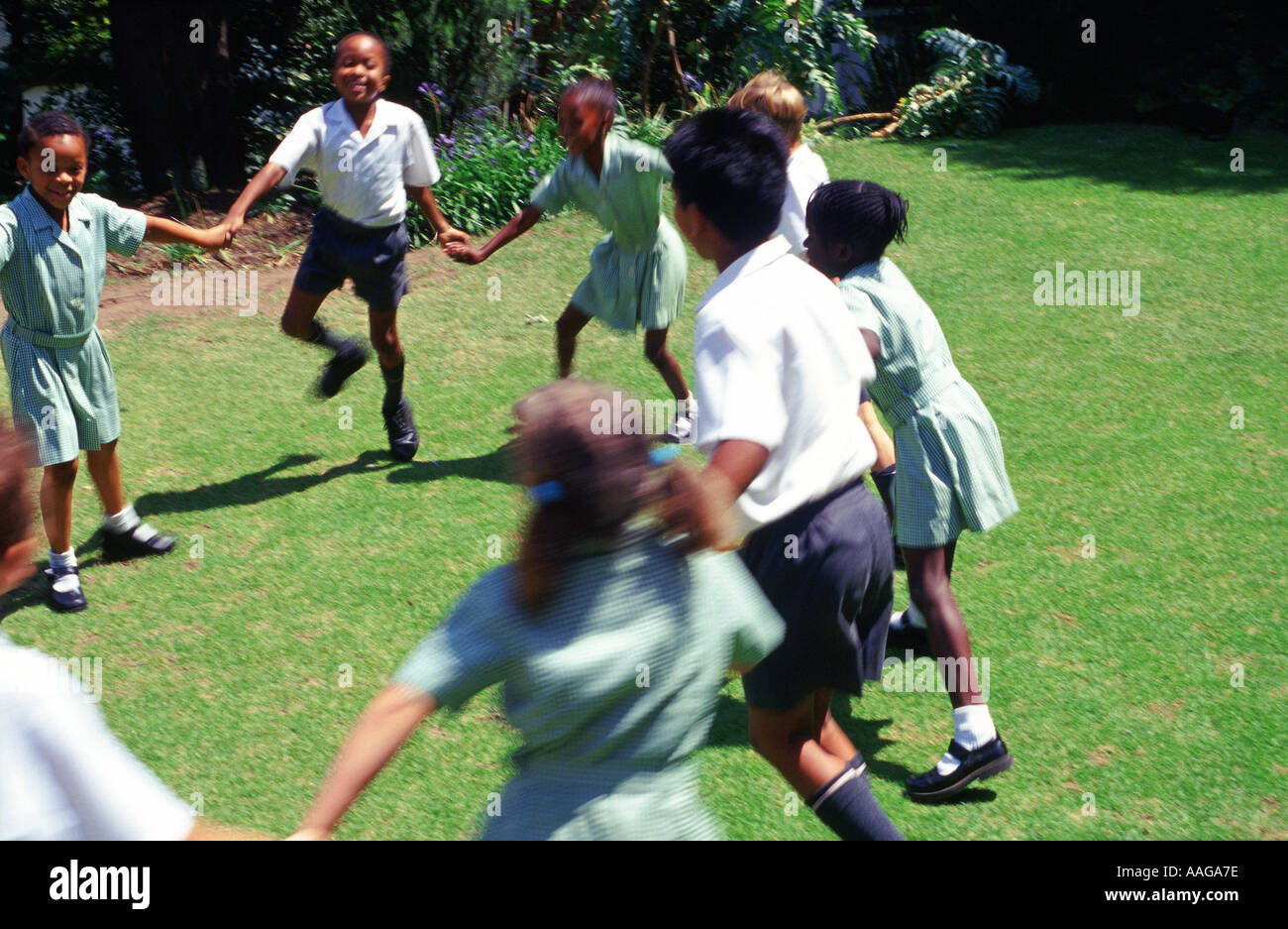 School children playing ring a ring a rosie Johannesburg Gauteng South ...