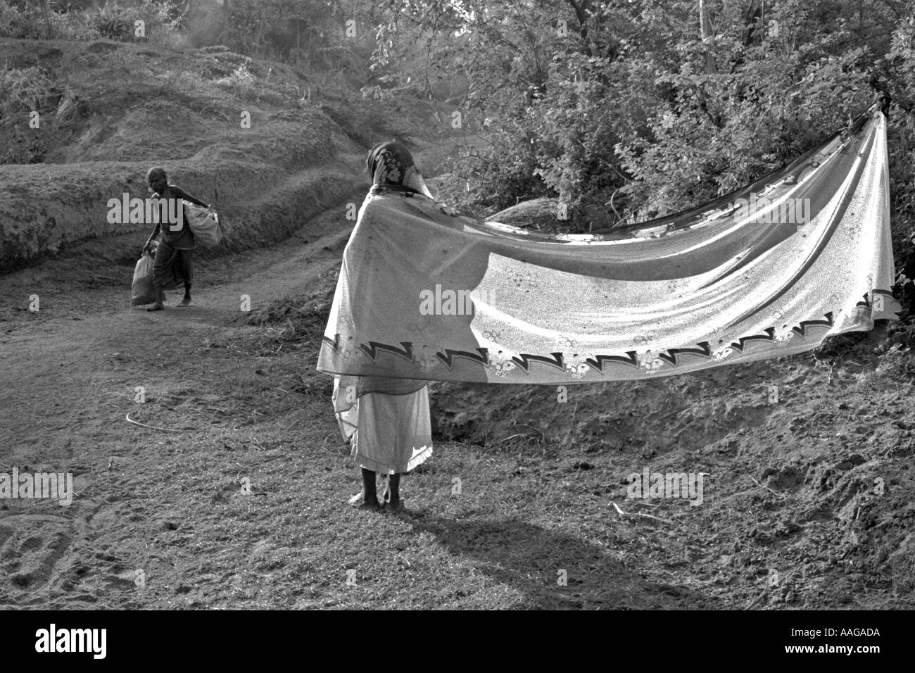 Drying clothes South India Stock Photo - Alamy