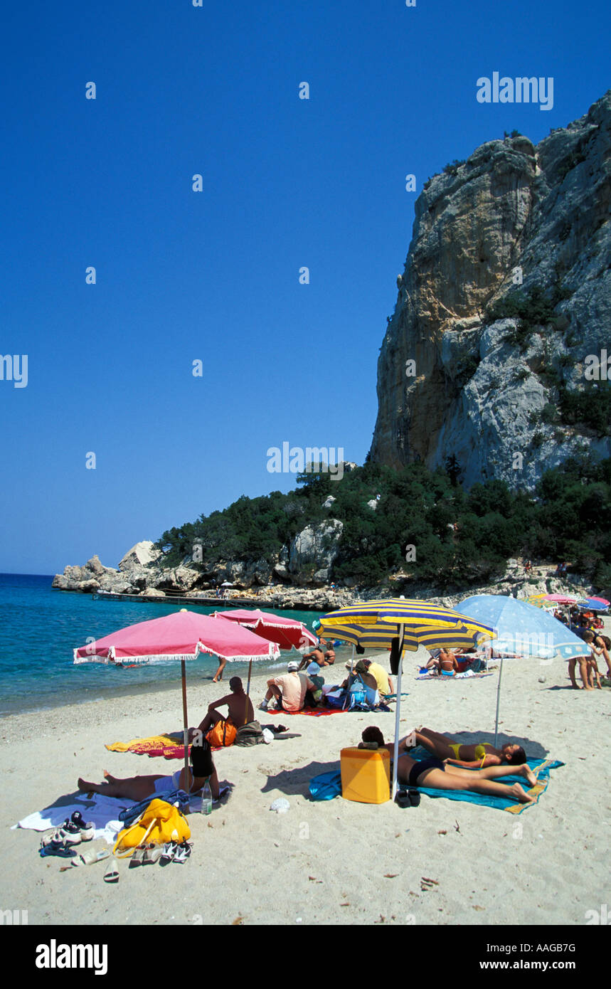 People sunbathing at beach Cala di Luna Golfo di Orosei Ogliastra ...