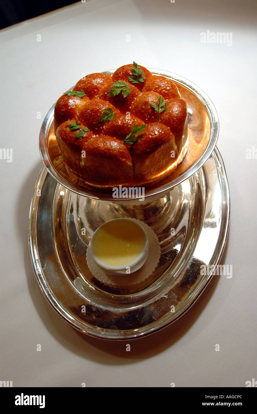 Bread cluster rolls at Country restaurant Stock Photo - Alamy