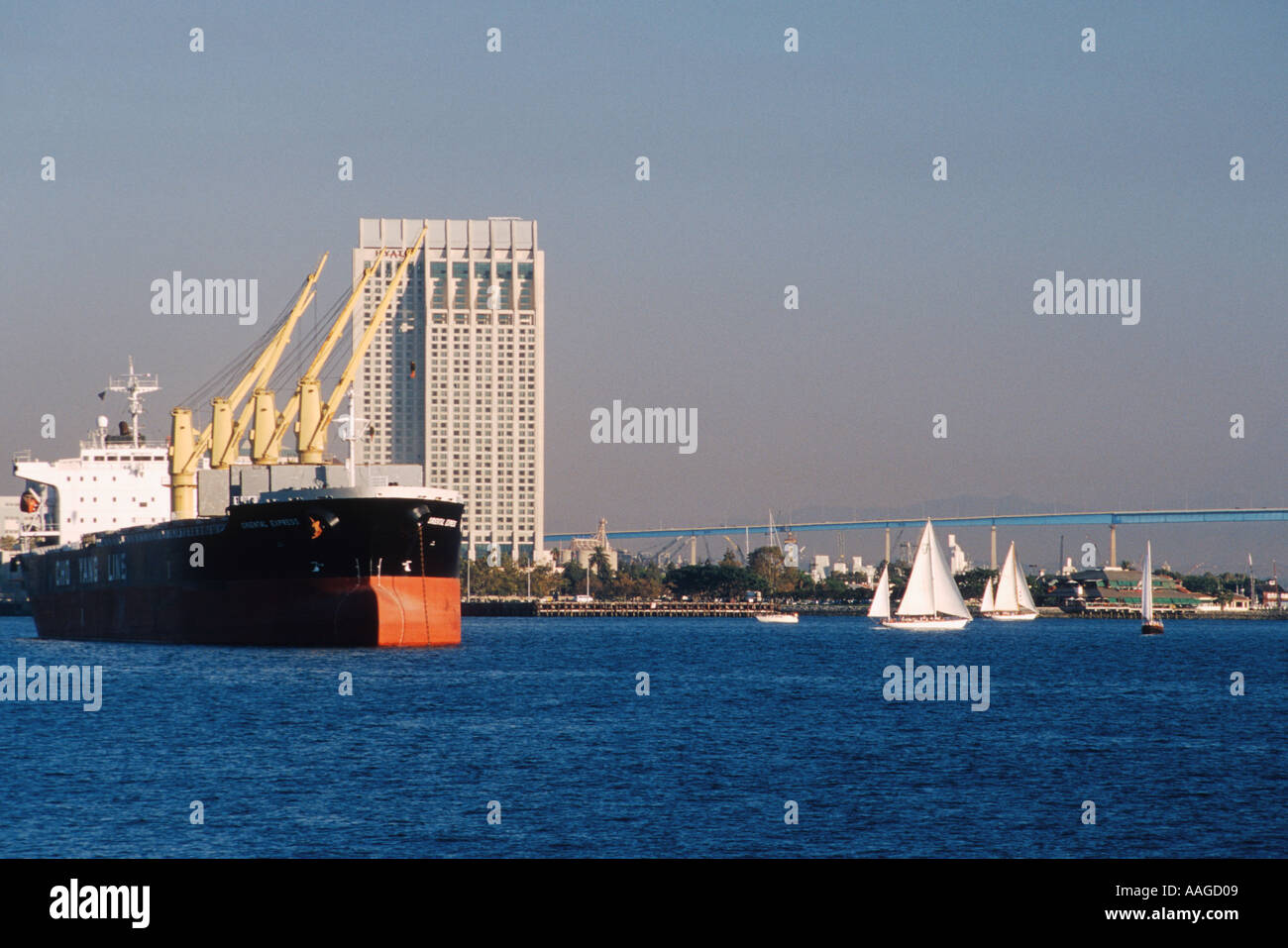 CALIFORNIA San Diego Tanker in San Diego Bay Hyatt Regency hotel ...