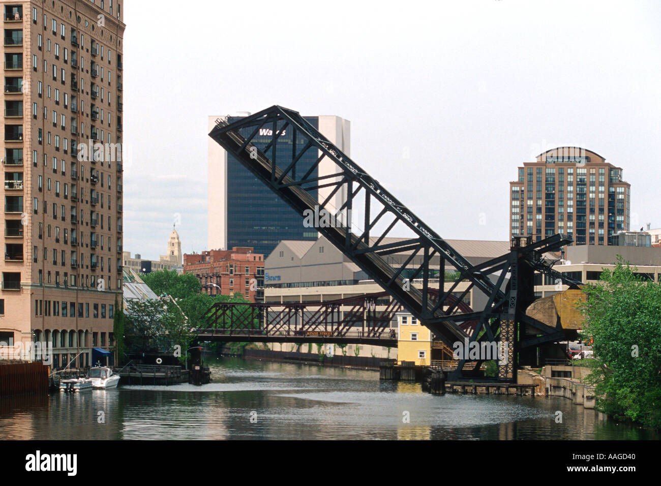 RIVER Chicago Illinois Section of bridge permanently raised over ...