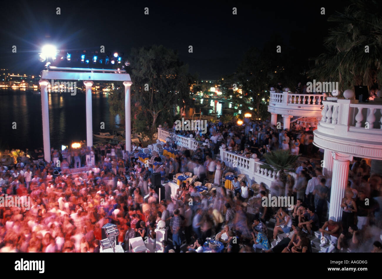 View over open air disco Halikarnas Bodrum Mugla Turkey Stock Photo - Alamy