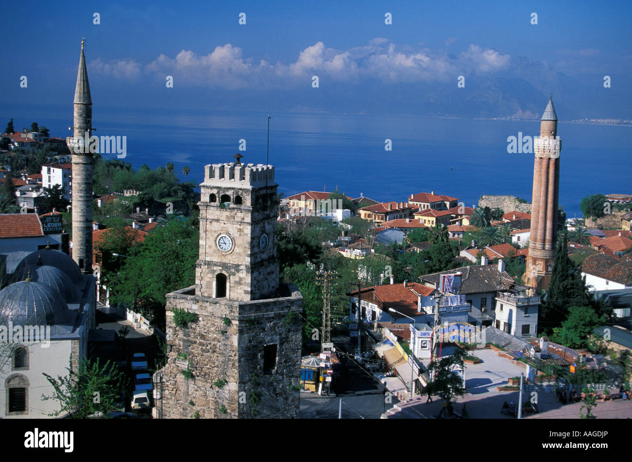 Pasa Camii Moschee Clock Tower Yivili Minarett Antalya Turkish Riviera ...