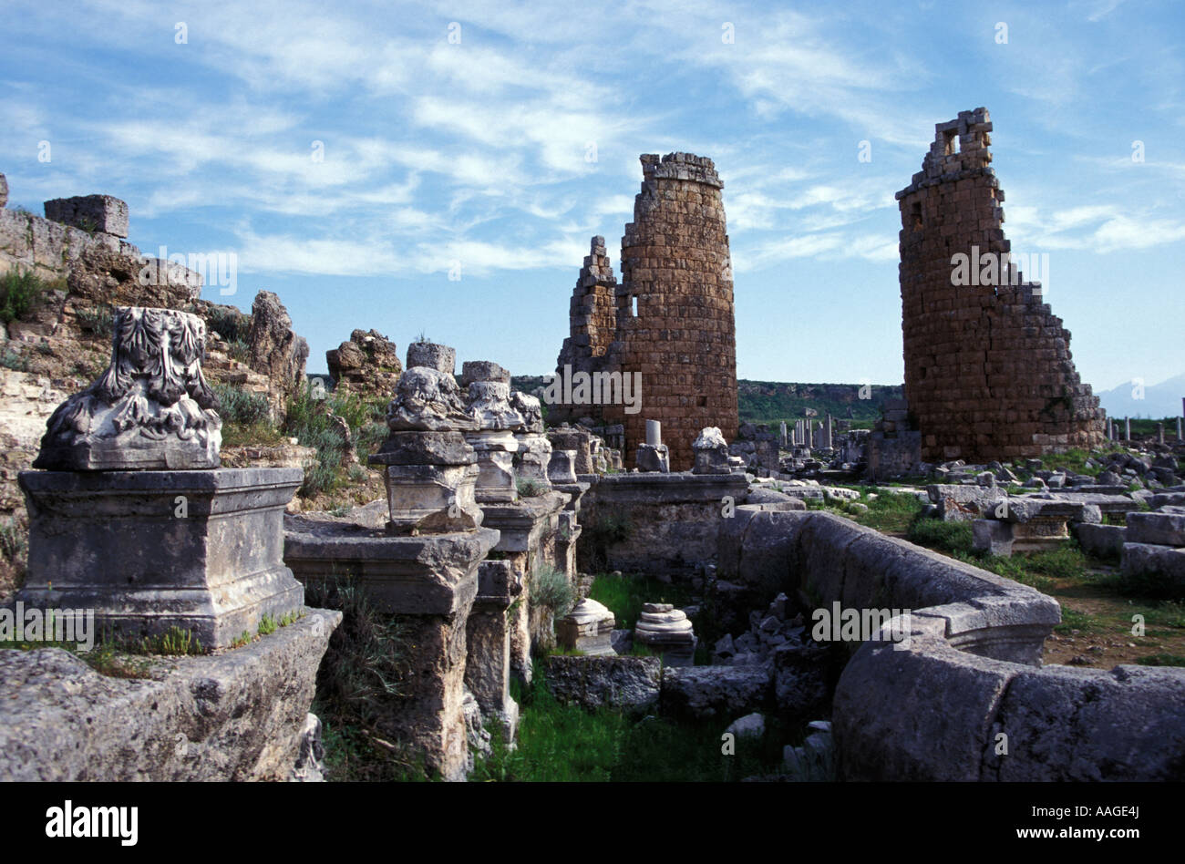 Hellenic city gate Perga Antalya Turkish Riviera Turkey Stock Photo - Alamy