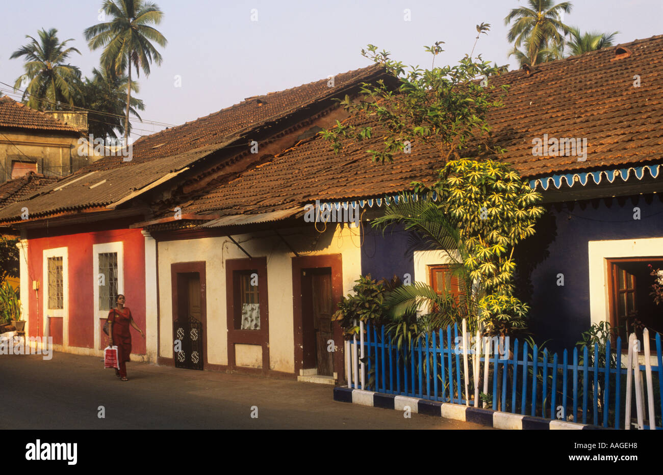 Colourful houses Fontainhas Mala Panjim Goa India Stock Photo - Alamy