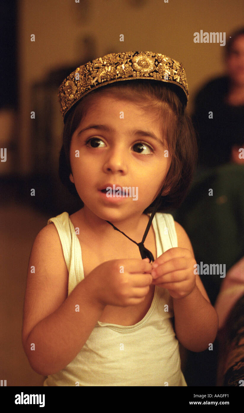 Young girl wearing a parsi cap Hyderabad Andhra Pradesh India Stock ...