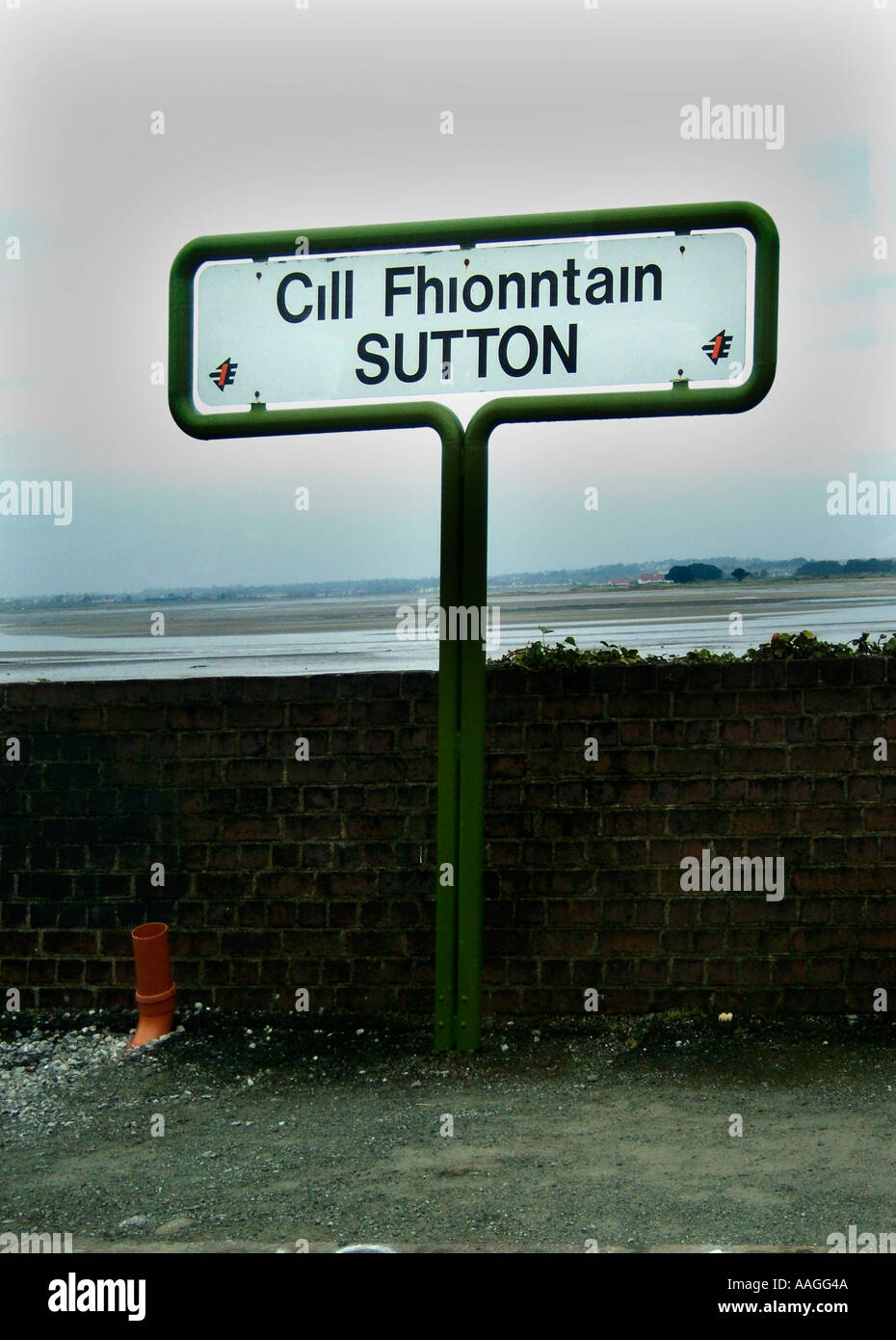 Railway station sign Sutton Ireland Stock Photo - Alamy
