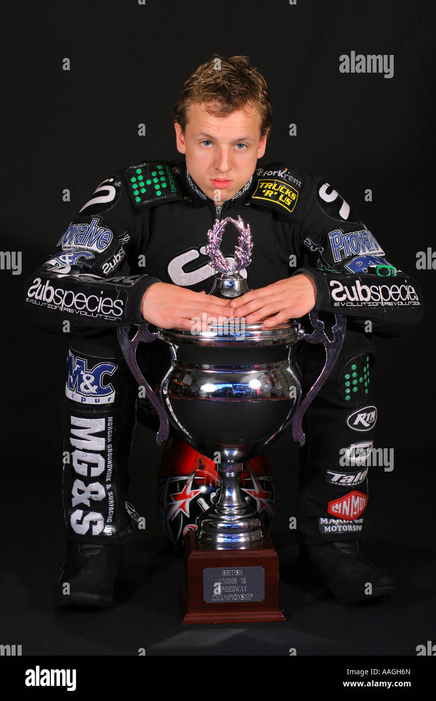 [Brtish under fifteen speedway champion Joe Haines] Stock Photo - Alamy