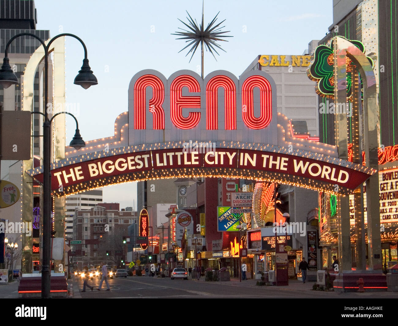 The neon signs lightup Virginia Street the main drag through Reno ...